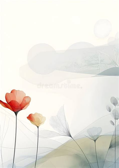 Abstract Floral Illustration With Soft Colors And Delicate Lines Template For Quotes And