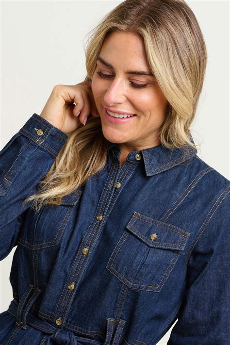 Navy Frances Denim Midi Shirt Dress Brakeburn