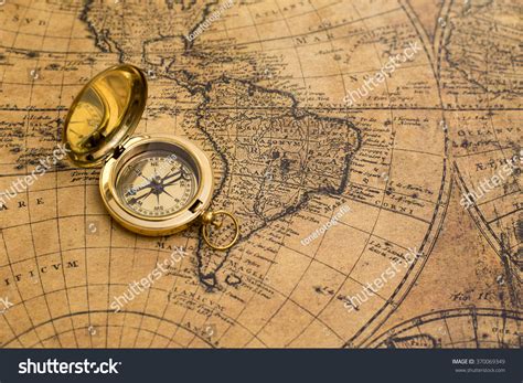Old Compass On Vintage Map Stock Photo Shutterstock