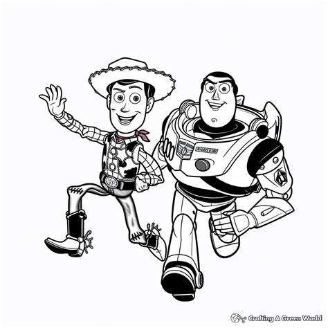 Buzz Lightyear And Woody Free Coloring Pages