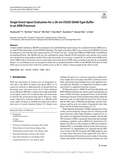 Single Event Upset Evaluation For A 28 Nm Fdsoi Sram Type Buffer In An