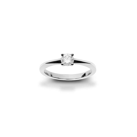 anillo solitario oro blanco de 18 quilates y diamante sintético 0 25