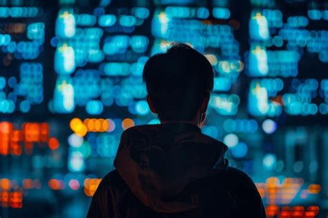 Mysterious Hacker Silhouette Against Vibrant Cybersecurity Background
