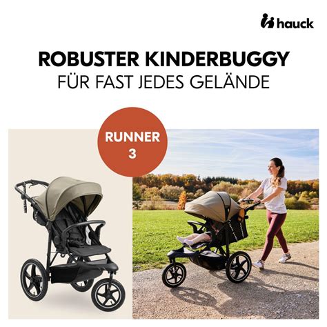 Hauck Buggy Jogger Runner 3 With Large Pneumatic Tires Olive