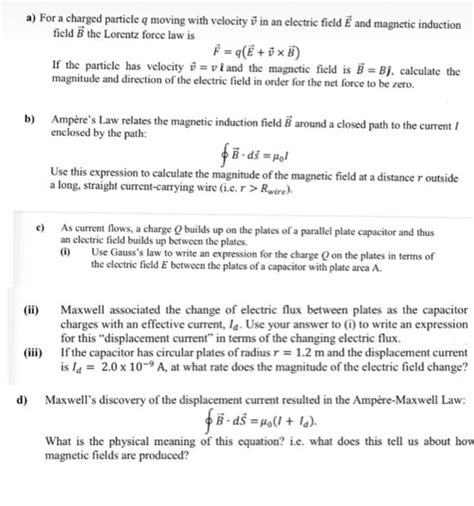 Solved A For A Charged Particle Q Moving With Velocity V In Chegg