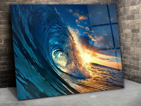 Sea Wave Glass Wall Art Ocean Wall Art Durable Glass Panel Glass