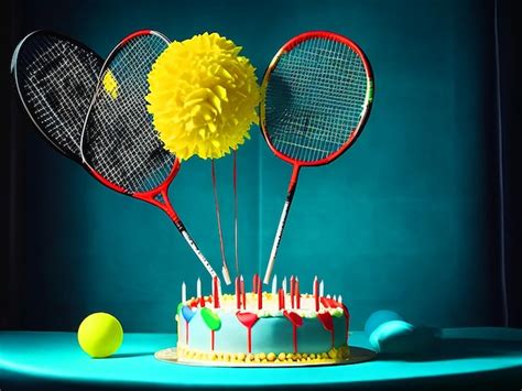 Birthday Cake Badminton Racket Gym Balloon 29 Years Old Image Downloade