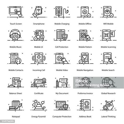 移動技術線圖示套件向量圖形及更多帳單圖片 帳單 仔細考慮 保護 Istock