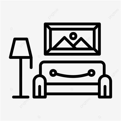 Living Room Line Icon Vector Living Room Icon Cabinet Chair Png And