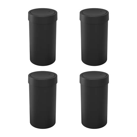 Conjunto de Lixeiras Tampa Basculante Coza 9 Litros Preto 4 Peças