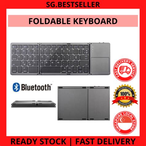 Sg Stock B033 Mini Folding Keyboard Bluetooth Foldable Wireless Keypad Touchpad Windows