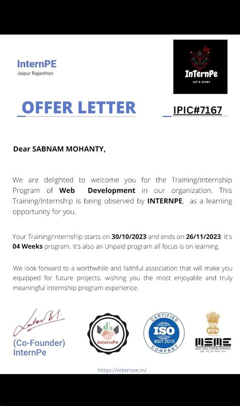 sabnam mohanty on linkedin internship webdevelopment newopportunity