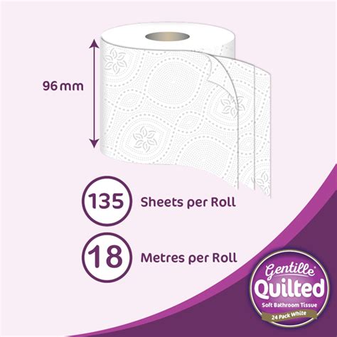 Gentille Quilted 3ply Toilet Rolls 6 Packs Of 24 144 Rolls Bulk
