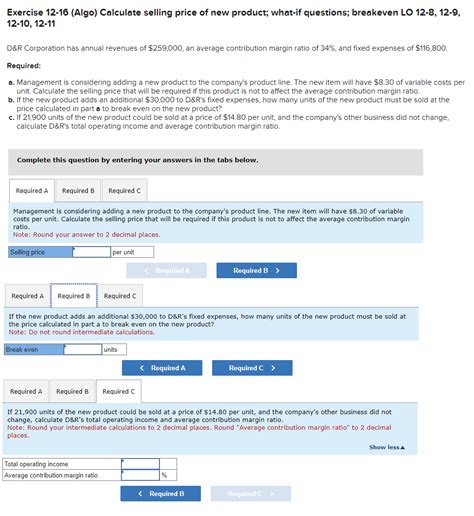 Solved Exercise 12 16 Algo Calculate Selling Price Of New Chegg