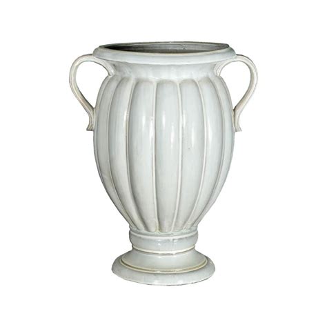 White Ceramic Footed Planter Ebth