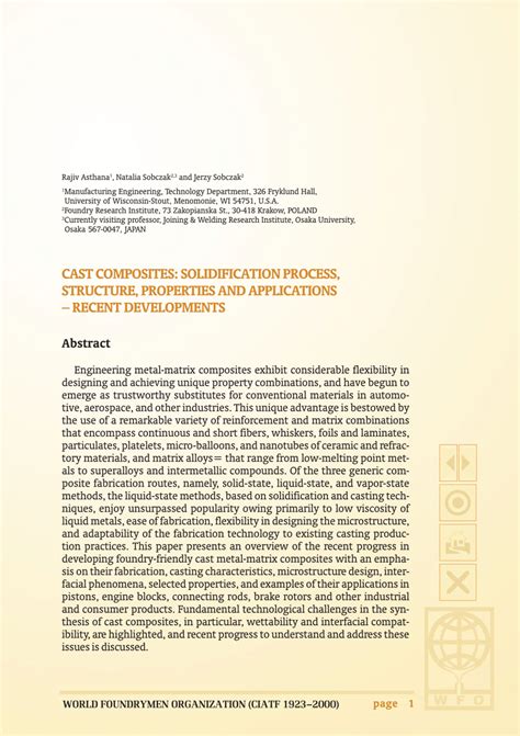 Pdf Cast Composites Solidification Process Structure Properties