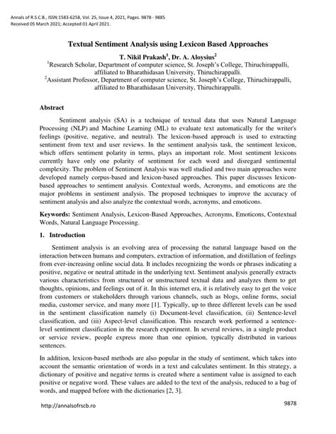 Pdf Textual Sentiment Analysis Using Lexicon Based Approaches