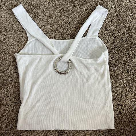Leith White Top Silver Ring Detail On The Back Depop