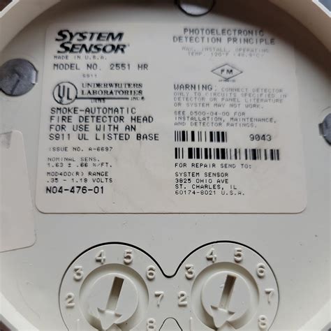 System Sensor 2551 Hr Smoke Detector Euc Ebay