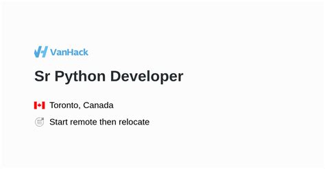 sr python developer vanhack