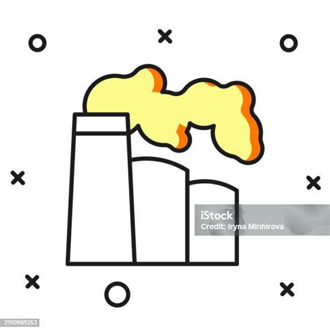 채워진 개요 석유 및 가스 산업 공장 건물 아이콘 아이콘 절연 통하고 있는 White 배경 그림자가 있는 평면으로 채워진 윤곽선 스타일입니다 벡터 0명에 대한 스톡 벡터