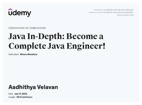aadhithya velavan on linkedin completed udemy s java in depth course