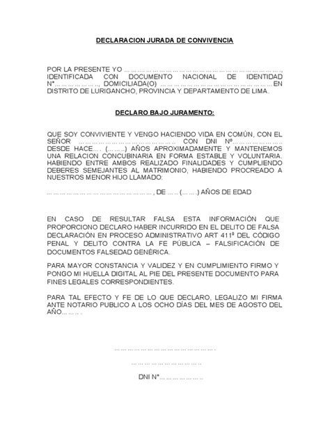 Declaracion Jurada De Convivencia Notarial Pdf Declaracion Jurada De Convivencia Notarial Pdf