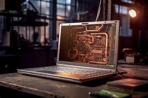 Premium Ai Image Advanced Metal Frame Laptop Warm And Cold Lighting Strong Sense Of Technology