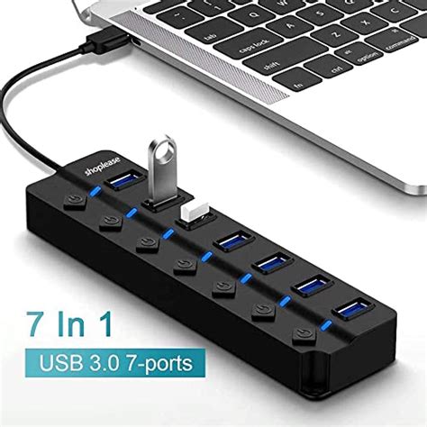 منافذ رئيسية USB مع مفاتيح ومصابيح طاقة فردية موزع بيانات عالي السرعة موزع USB محمول