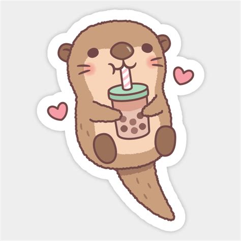 Cute Little Otter Loves Bubble Tea By Rustydoodle Cute Doodles