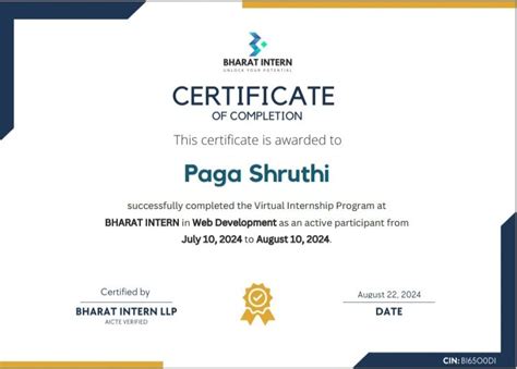 paga shruthi on linkedin bharatintern weddevelopment internship
