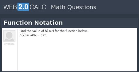 View Question Function Notation