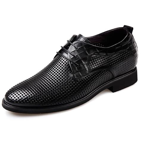 Black Height Increaser Men Dress Shoes Increase Elevator 6 5cm 2