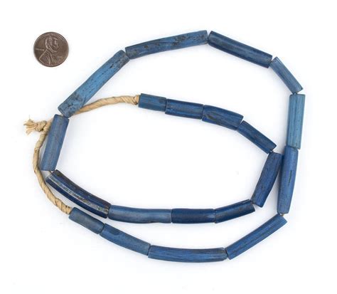 Tranlucent Blue Fulani Glass Tube Beads 8mm — The Bead Chest