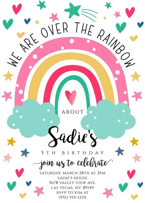 Rainbow Party Invitations Magical And Colorful Templates