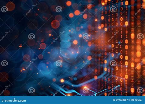 digital data technology background with binary code and circuit board stock illustration