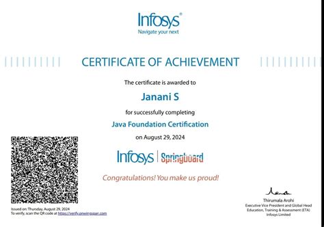 Janani S On Linkedin Java Certification Learningjourney