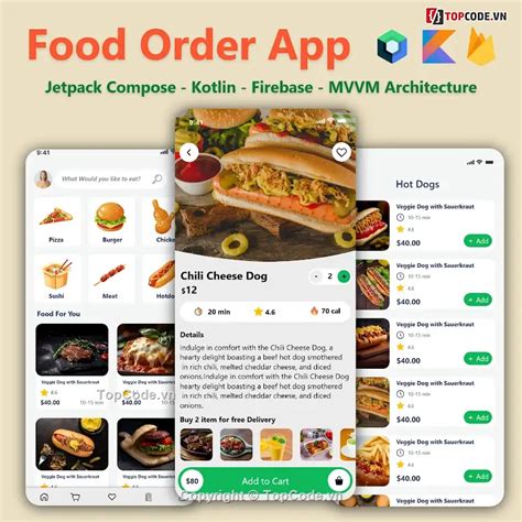 Full Code App đặt đồ ăn Kotlin Firebase Jetpack Compose Full Code Mobile App Food Order Đồ
