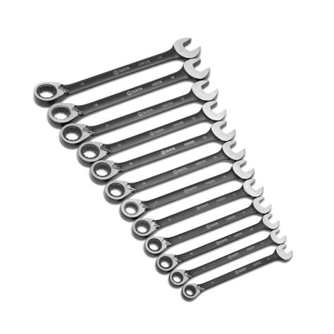12 Pc Metric Reversible Ratcheting Wrench Set Black Edition Sata