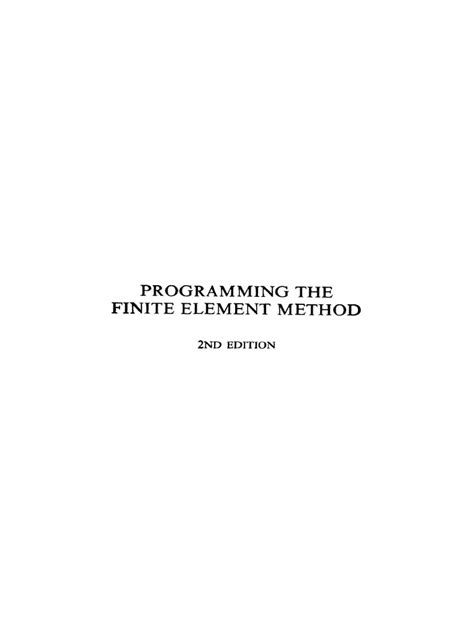 Programming The Finite Element Method Pdf