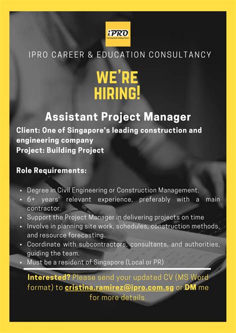 Hiring Assistantprojectmanager Constructioncareers
