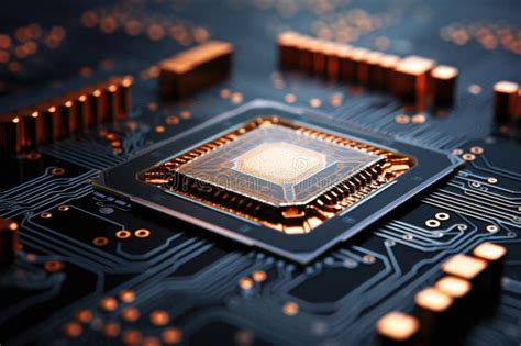 a photorealistic macro photograph of a microchip with intricate details