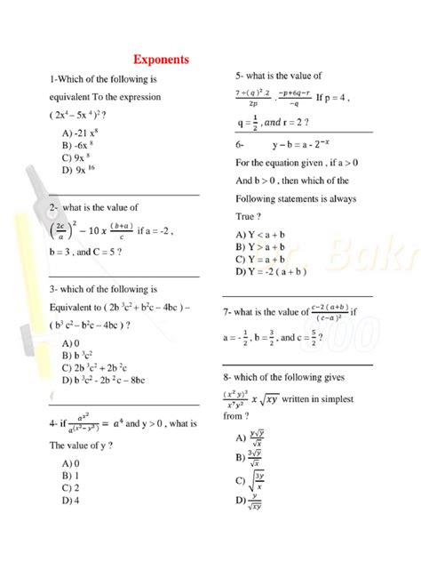 Exponents Pdf