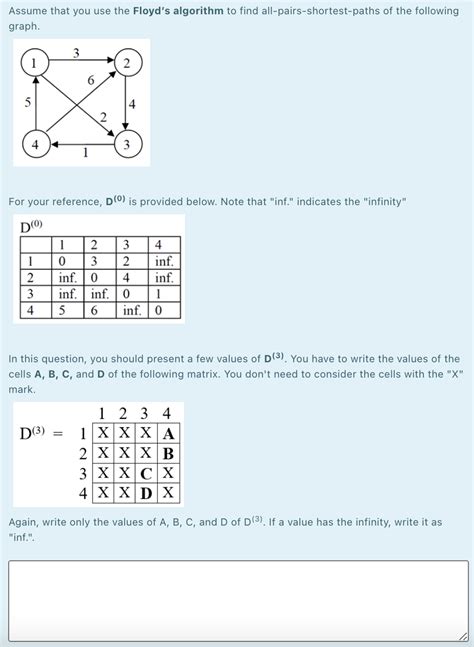 Solved Assume That You Use The Floyd S Algorithm To Find Chegg
