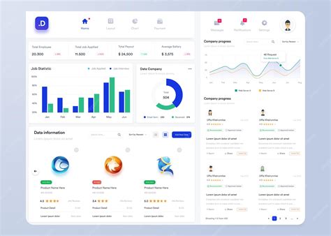 Premium Vector Ui Ux Infographic Dashboard Ui Design With Graphs Charts And Diagrams Web