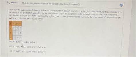 solved show that the two quantified statements in each