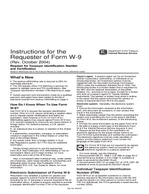 Fillable Online Instruction W 9 Rev October 2004 Instructions For