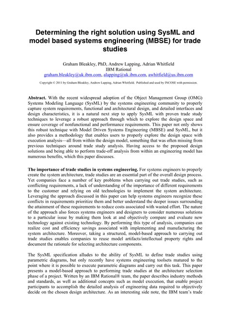 Pdf 662 Determining The Right Solution Using Sysml And Model Based