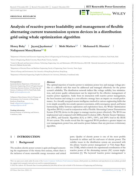 Pdf Analysis Of Reactive Power Loadability And Management Of Flexible