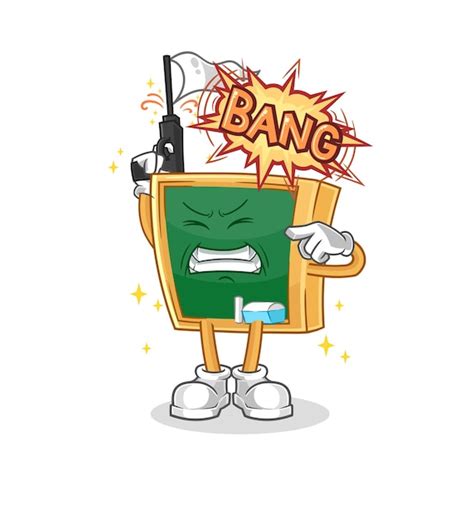 Premium Vector Blackboard Warning Shot Mascot Cartoon Vector
